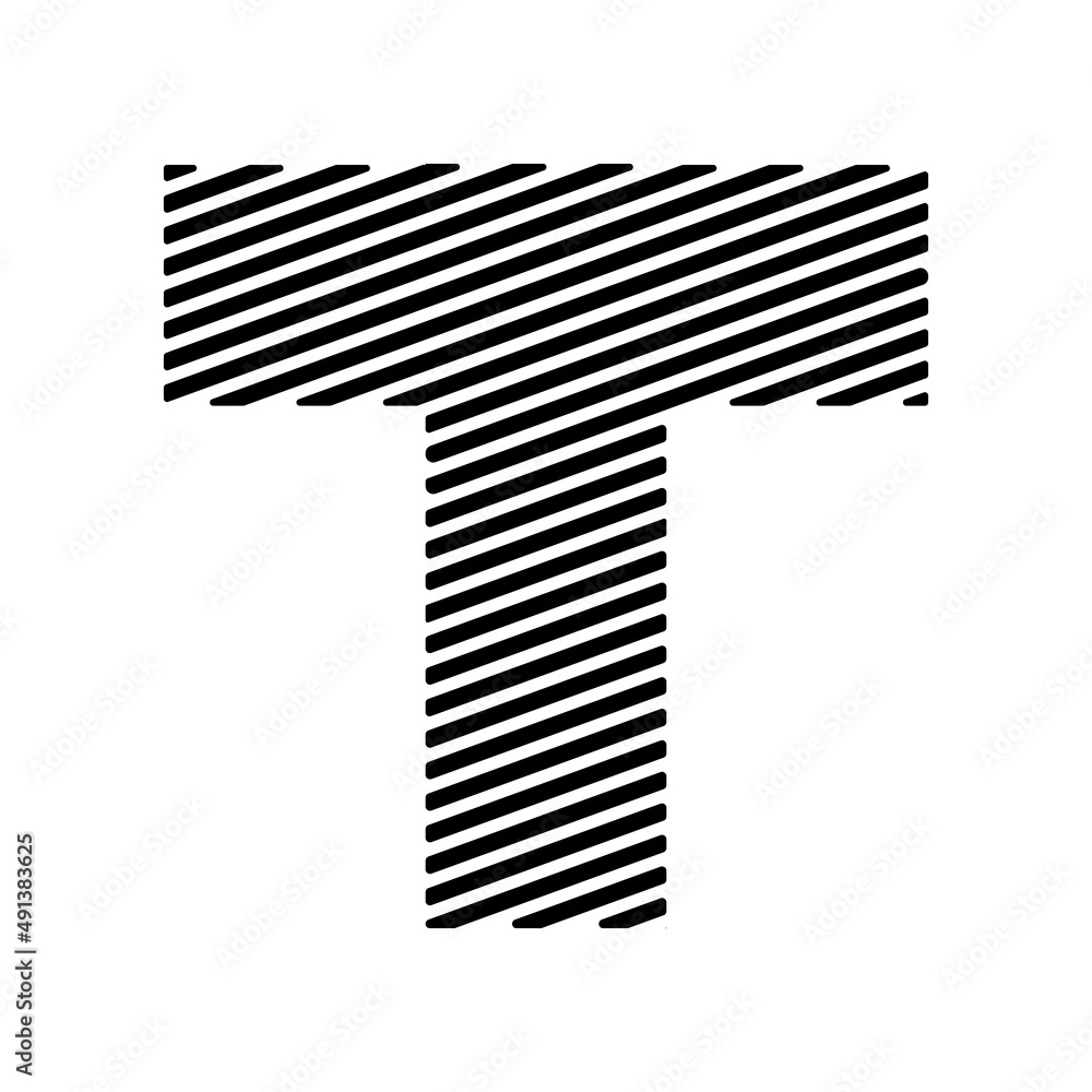 Letter T logo in Slanting stripes. Block shape of t letter vector ...