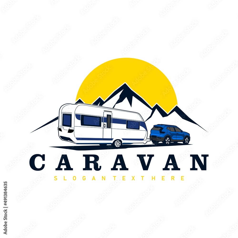 truck and trailer caravan logo design vector Stock Vector | Adobe Stock