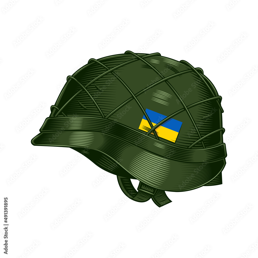 soldier ukraine army helmet line art vintage tattoo or print design ...