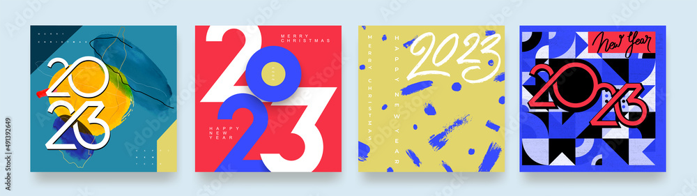 Creative concept of Happy New Year. Set of logo 2023 design templates ...