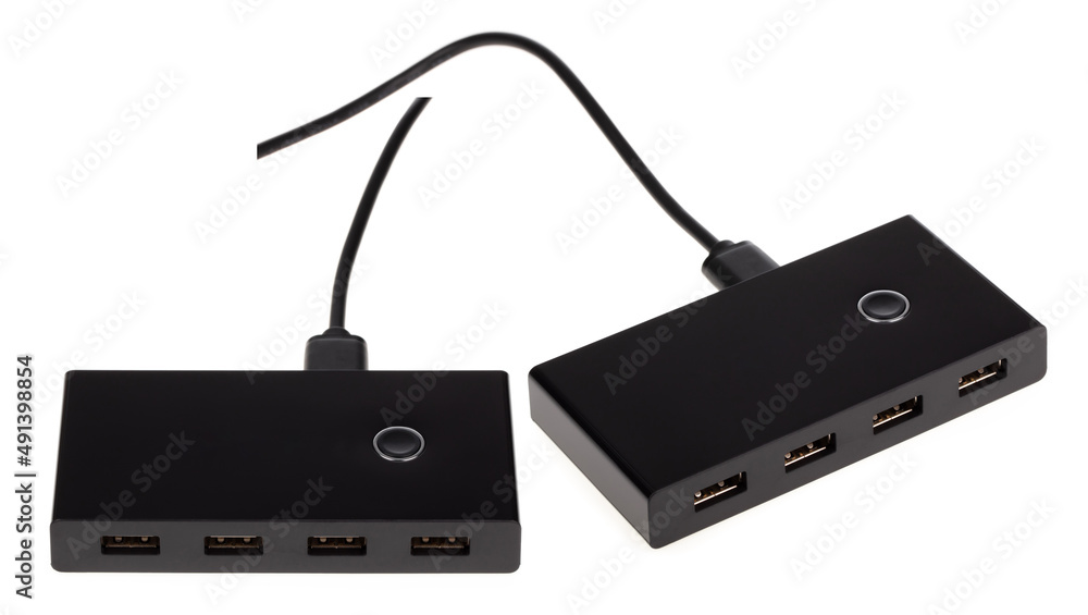 Set of usb 3.0 hub 4 port isolated on white background. Stock Photo ... Set of usb 3.0 hub 4 port isolated on white background. Stock Photo ...