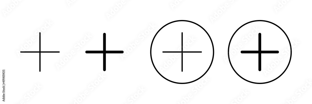Plus Icons set. Add plus sign and symbol Stock Vector | Adobe Stock
