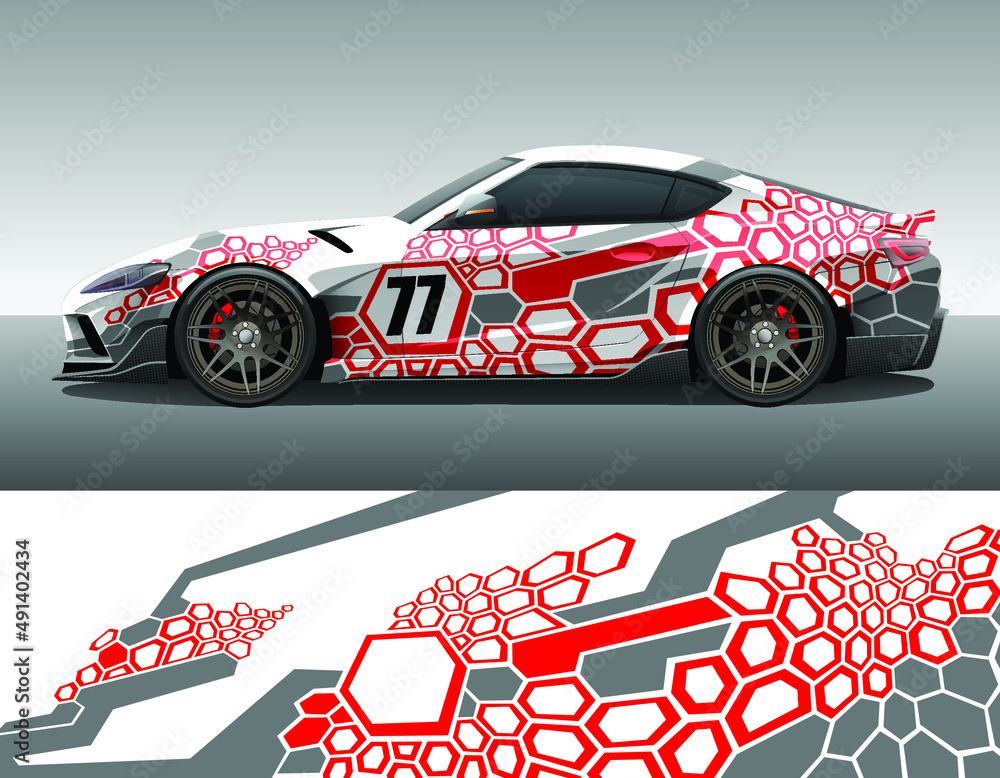 Car wrap vinyl racing decal ornament. Abstract geometric striped ...