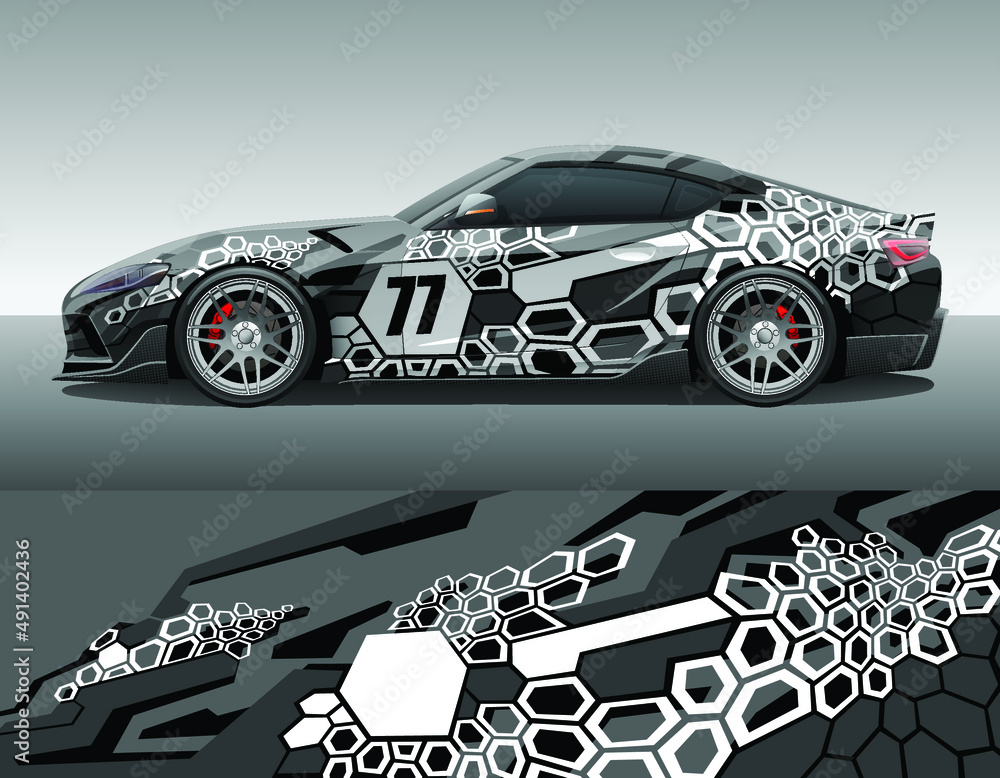 Car wrap vinyl racing decal ornament. Abstract geometric striped ...