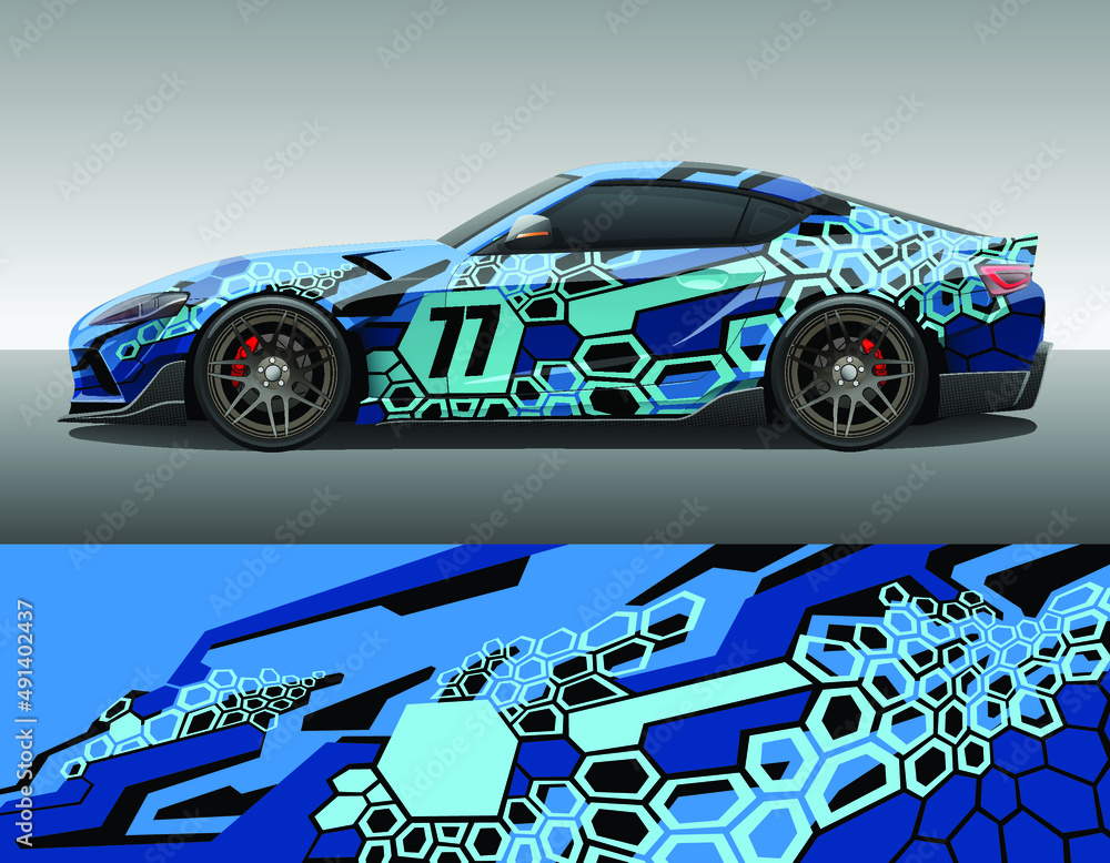 Car wrap vinyl racing decal ornament. Abstract geometric striped ...