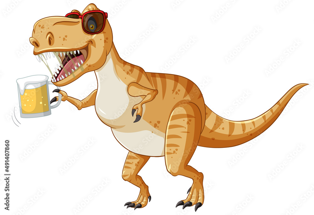Tyrannosaurus rex holding beer glass in cartoon style Stock Vector ...