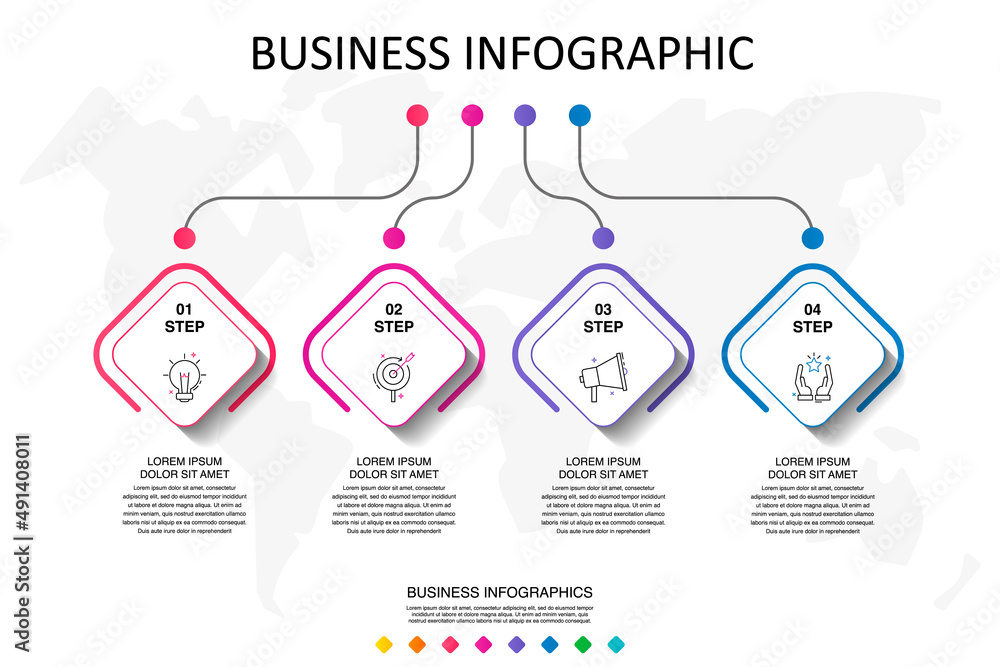 Infographic vector with 4 squares. Business line concept graphic ...