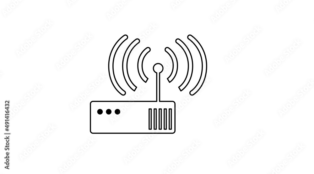 Router Icon. Vector isolated black and white illustration of a router ...
