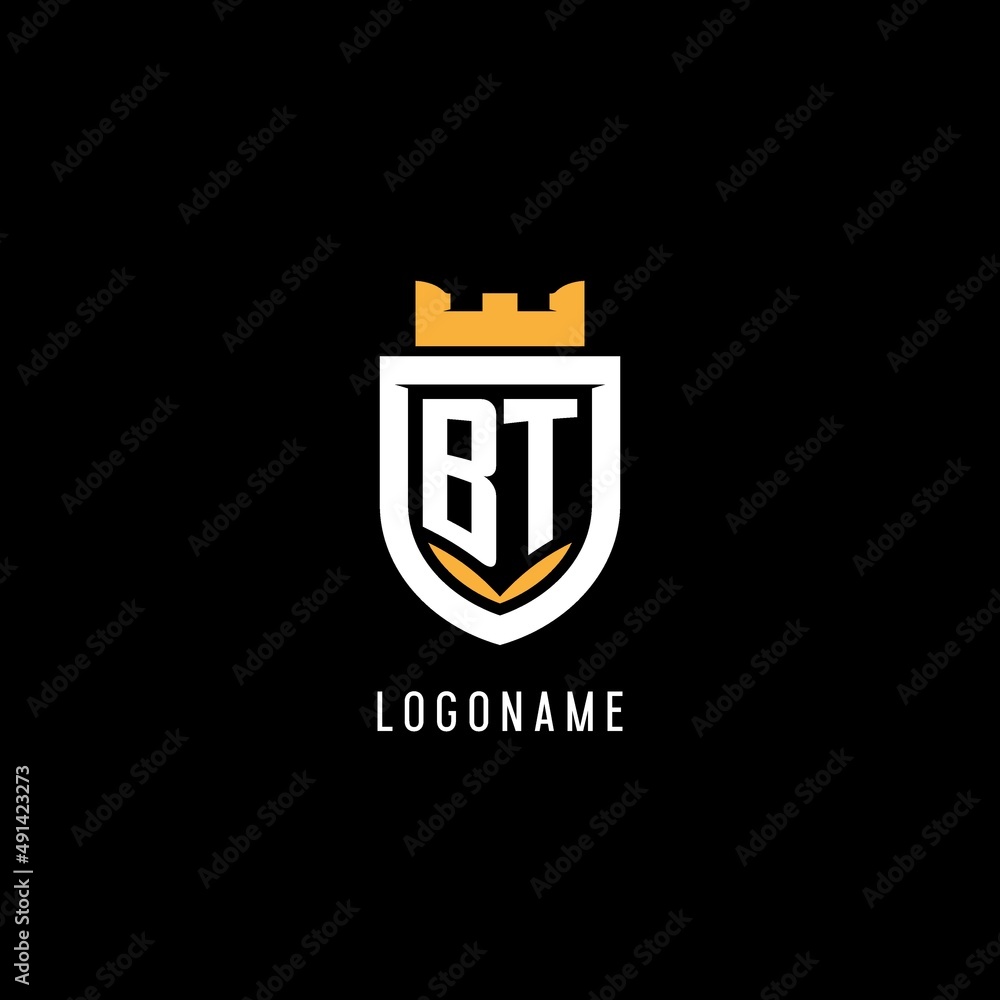 Initial BT logo with shield, esport gaming logo monogram style Stock ...