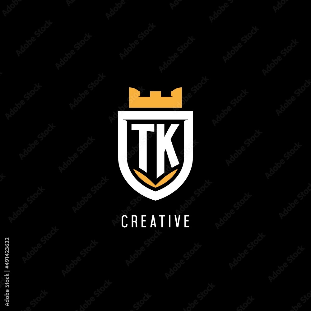 Initial TK logo with shield, esport gaming logo monogram style Stock ...