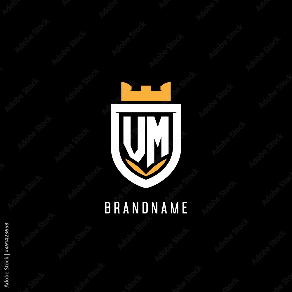 Initial VM logo with shield, esport gaming logo monogram style Stock ...