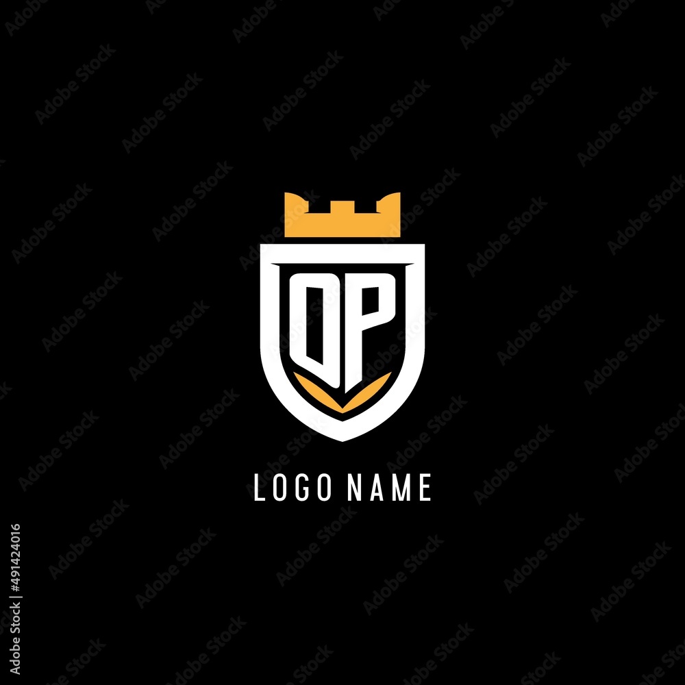 Initial OP logo with shield, esport gaming logo monogram style Stock ...