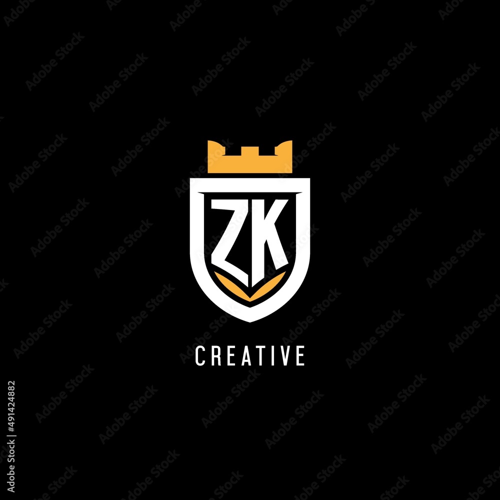 Initial ZK logo with shield, esport gaming logo monogram style Stock Vector | Adobe Stock