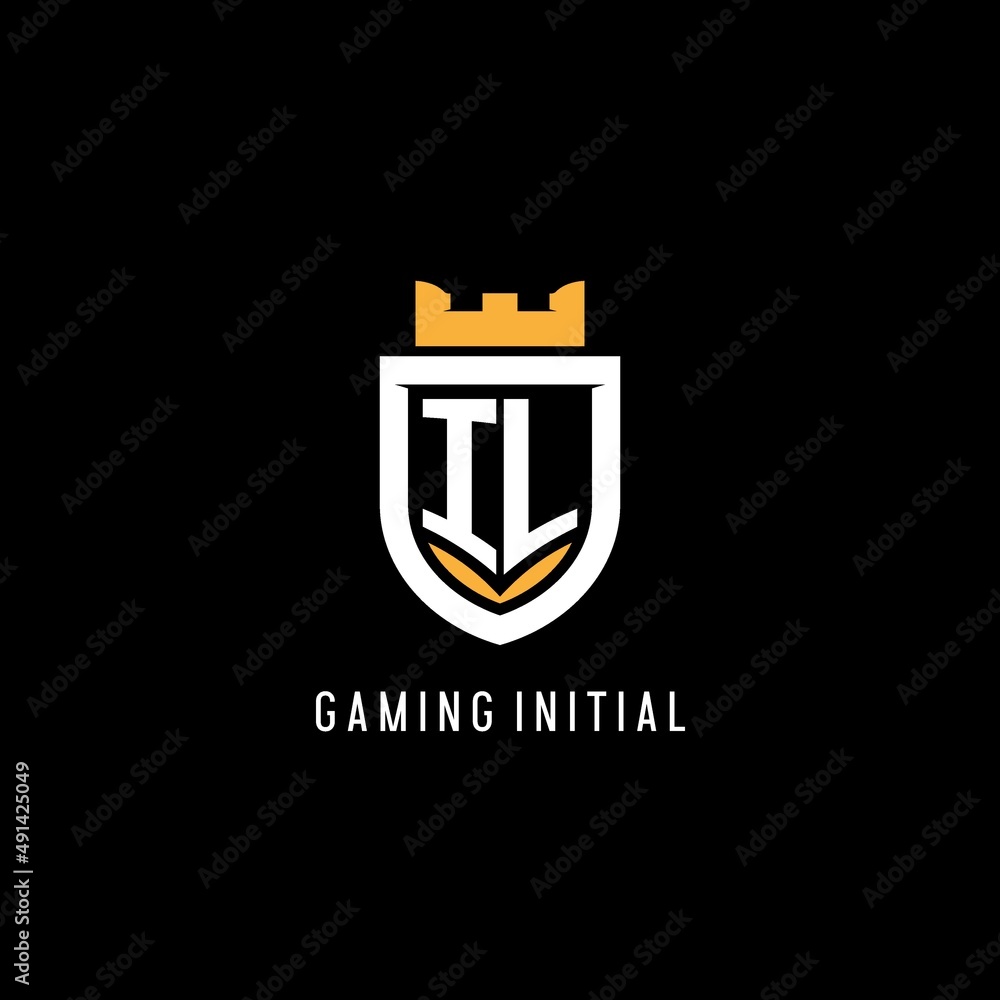 Initial IL logo with shield, esport gaming logo monogram style Stock ...