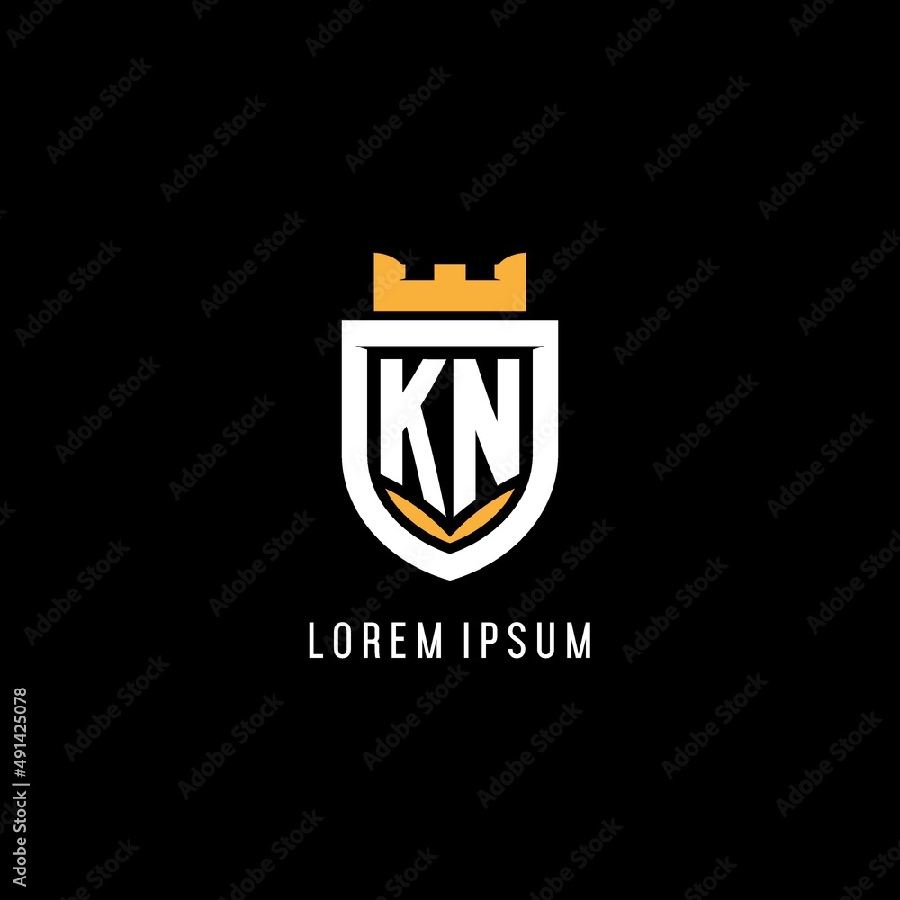Initial KN logo with shield, esport gaming logo monogram style Stock ...