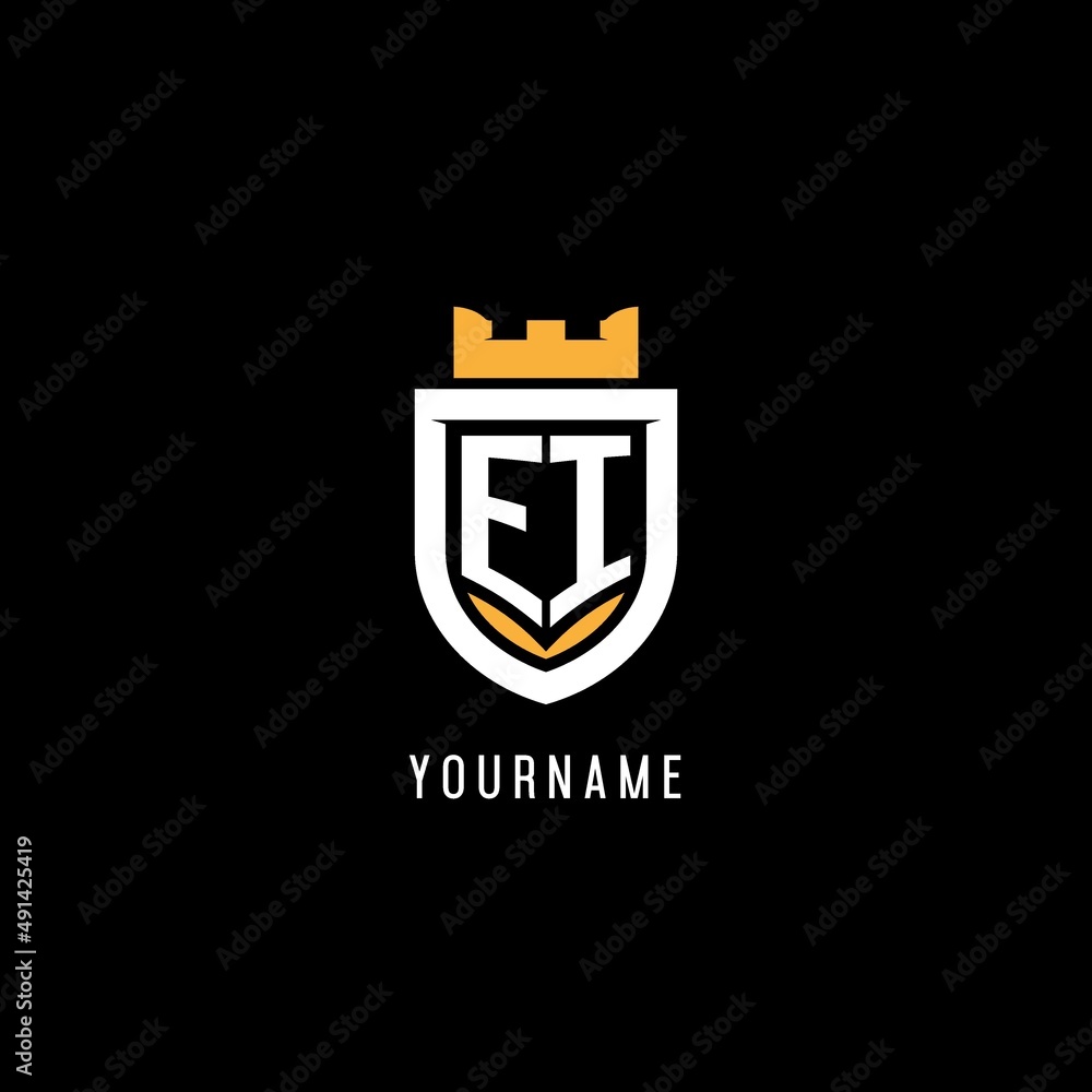 Initial EI logo with shield, esport gaming logo monogram style Stock ...
