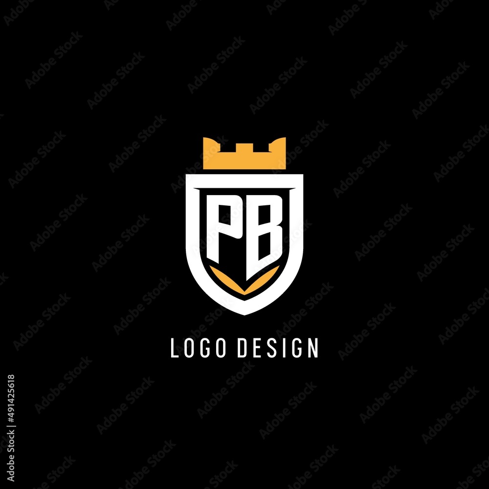 Initial PB logo with shield, esport gaming logo monogram style Stock ...
