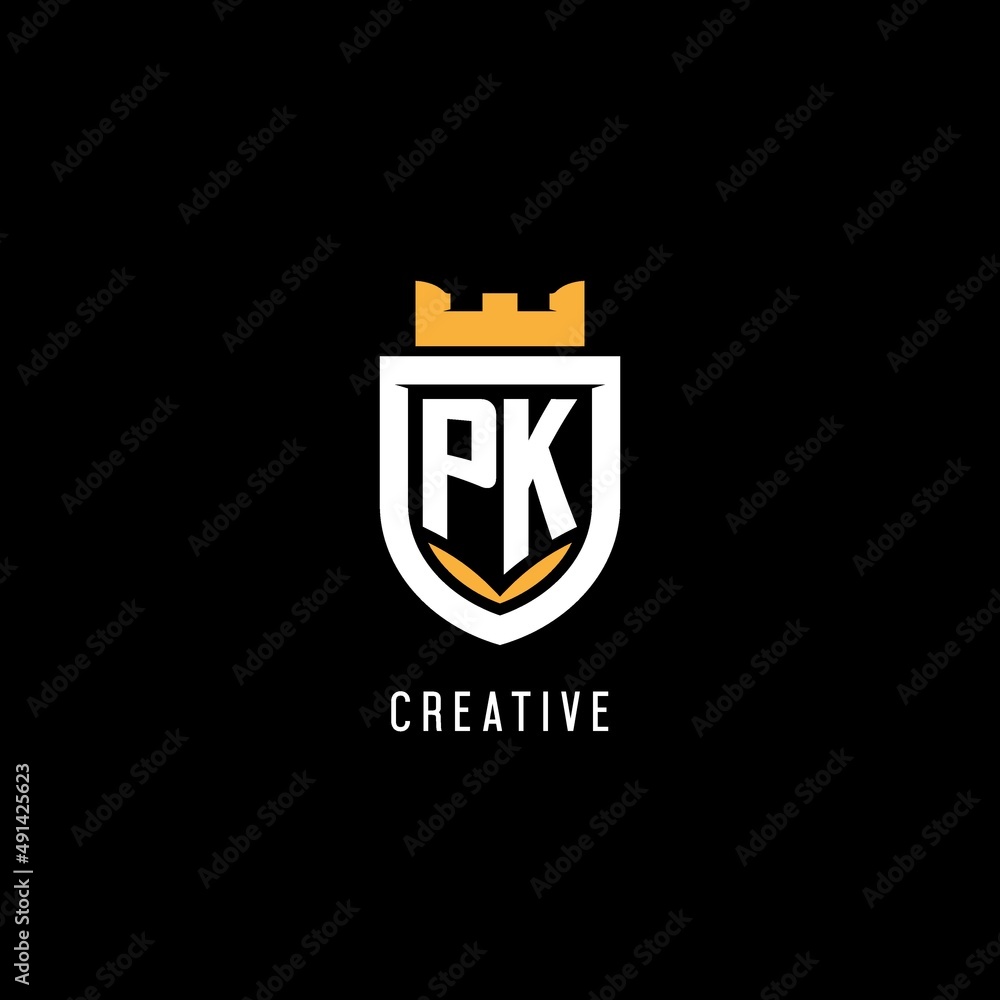 Initial PK logo with shield, esport gaming logo monogram style Stock ...