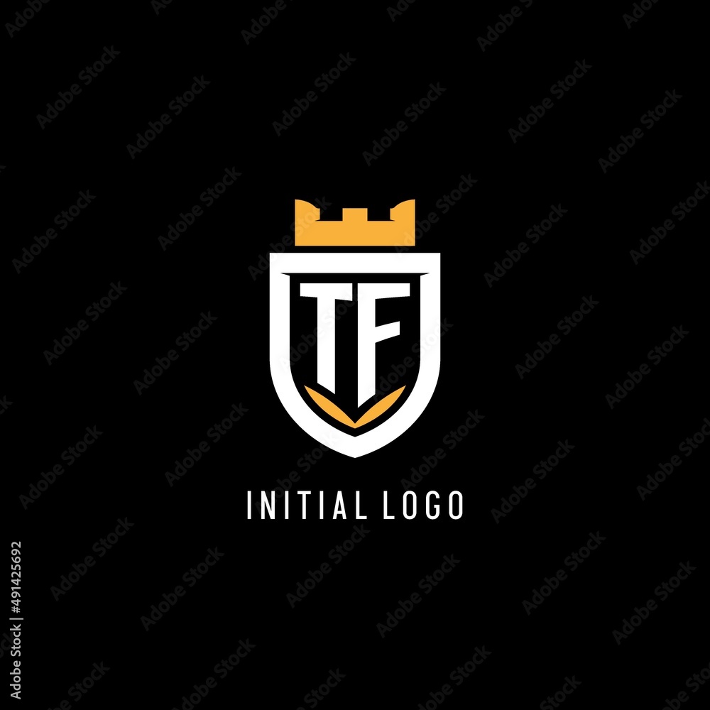 Initial TF logo with shield, esport gaming logo monogram style Stock ...