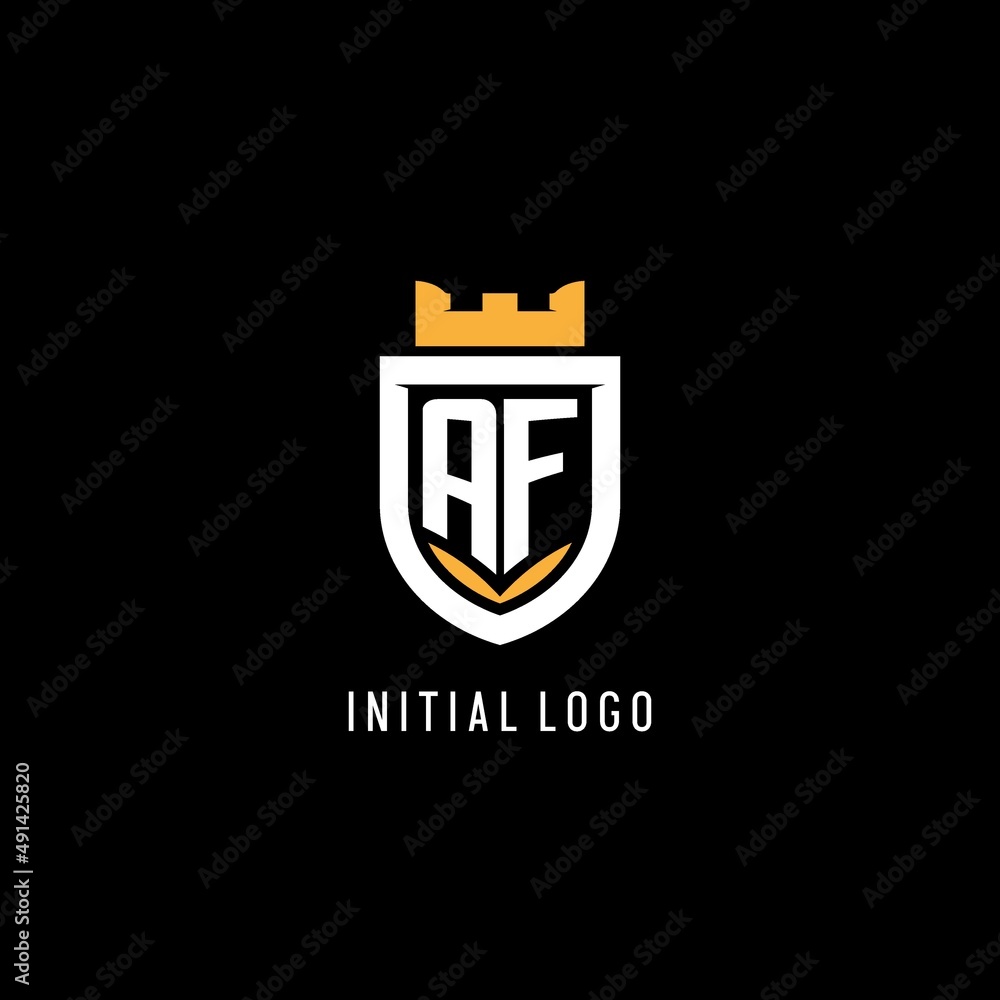 Initial AF logo with shield, esport gaming logo monogram style Stock ...