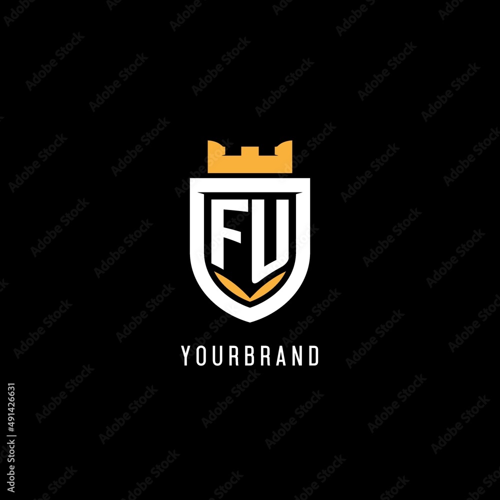 Initial FU logo with shield, esport gaming logo monogram style Stock ...