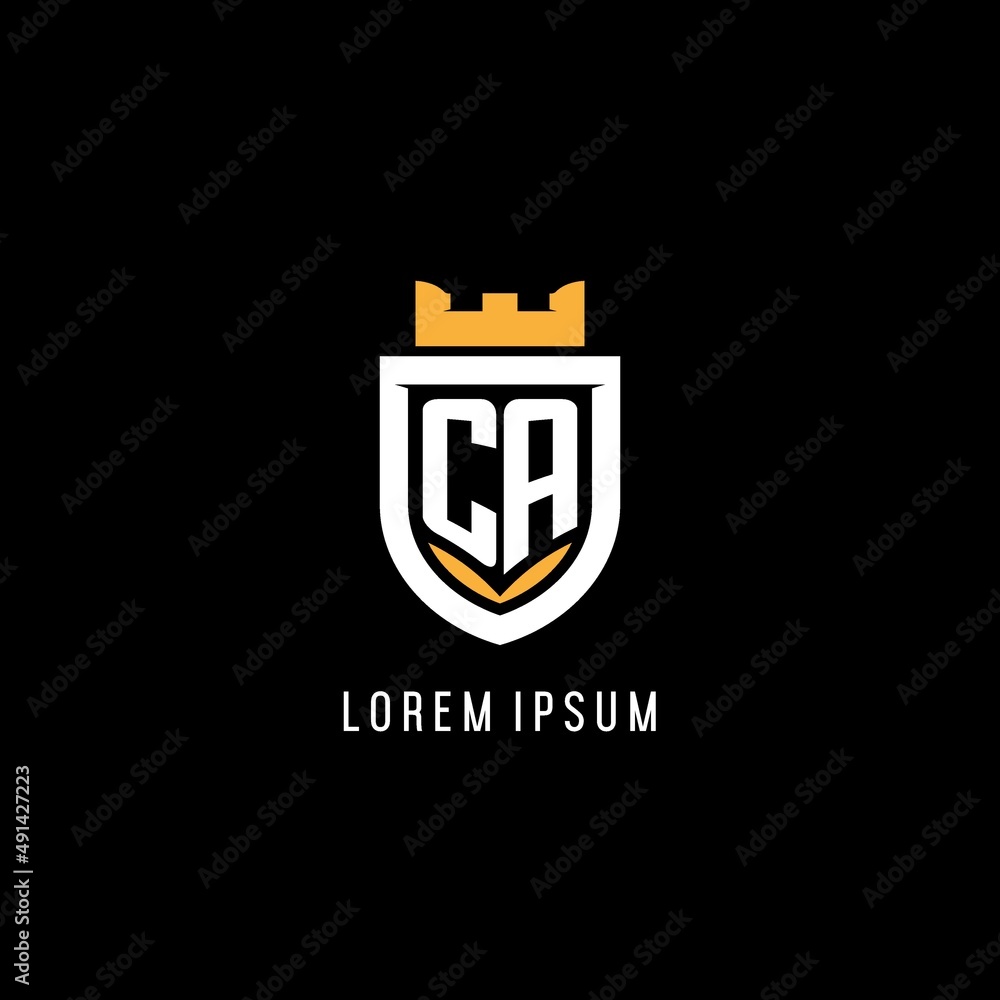 Initial CA logo with shield, esport gaming logo monogram style Stock ...