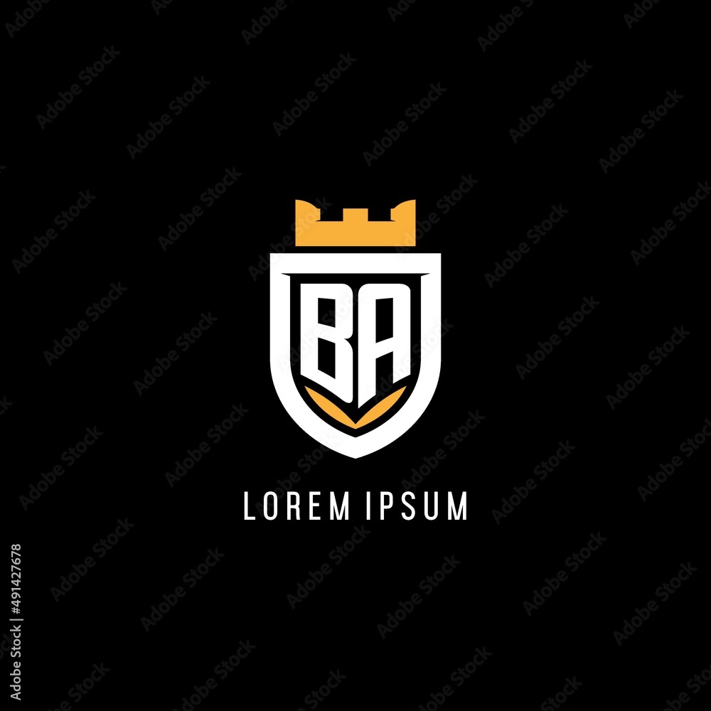 Initial BA logo with shield, esport gaming logo monogram style Stock ...