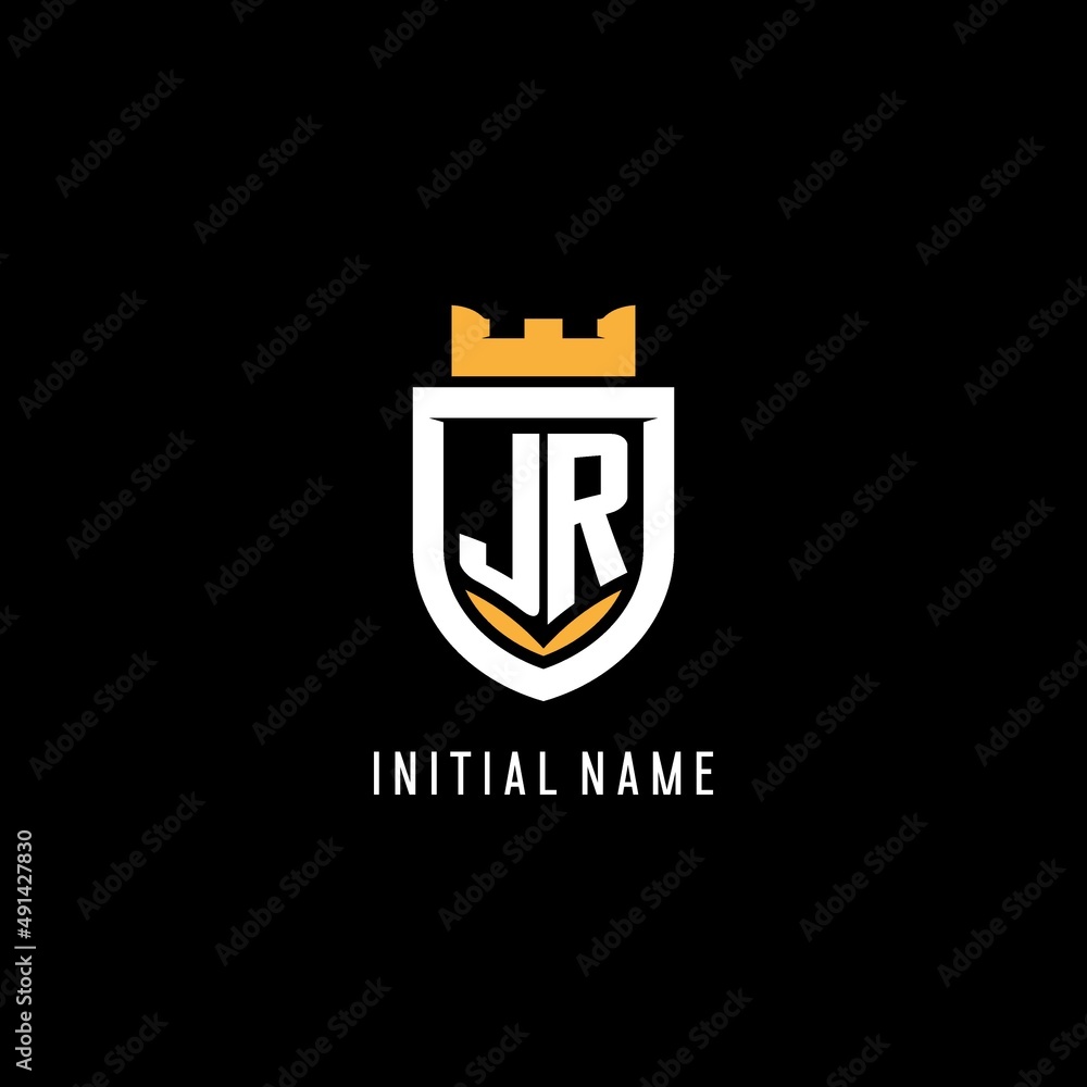 Initial JR logo with shield, esport gaming logo monogram style Stock ...