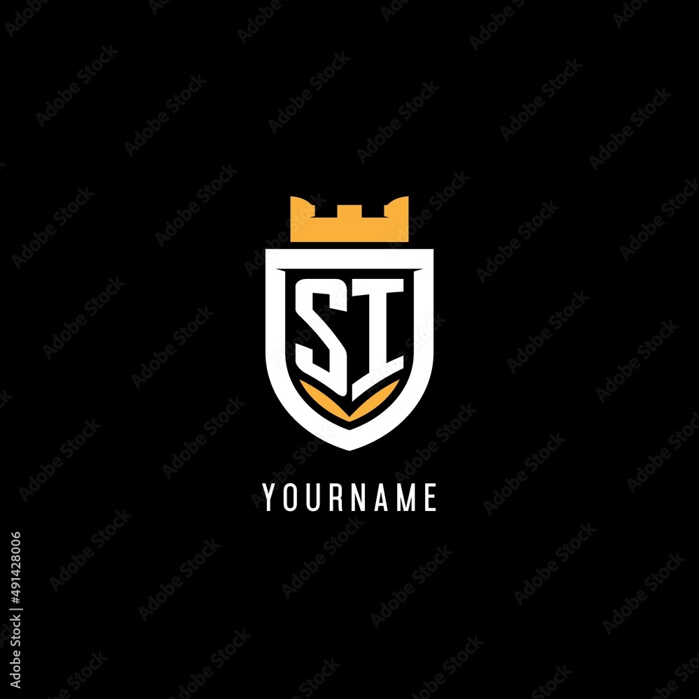 Initial SI logo with shield, esport gaming logo monogram style Stock ...