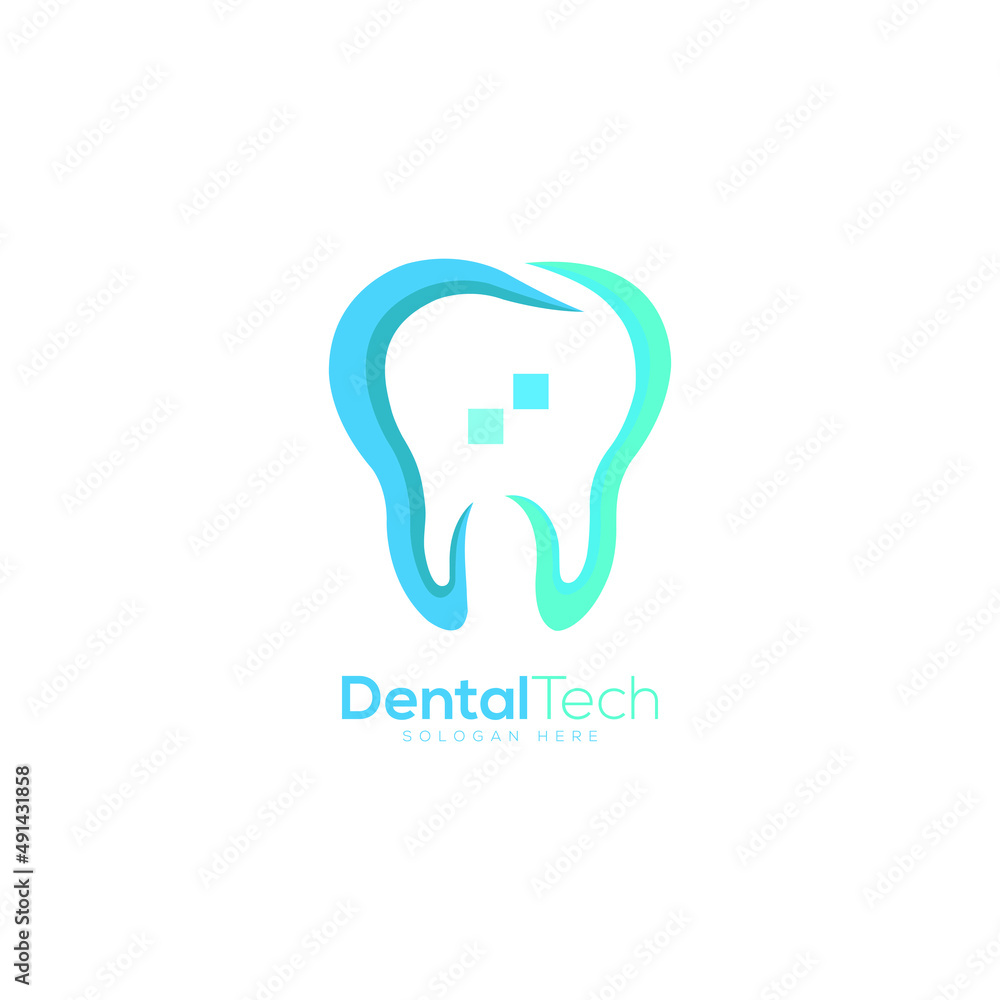 Dental teeth Digital Connection & technology tooth Logo Design ...