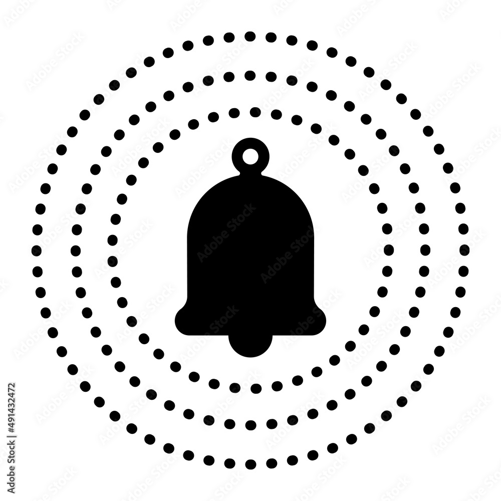 Silhouette of a bell with an unusual sound alert as an alarm and ...