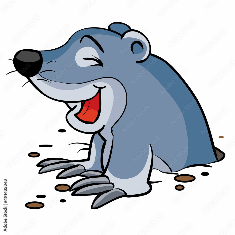 the character of a cute blind mole peeked out of his hole, cartoon ...