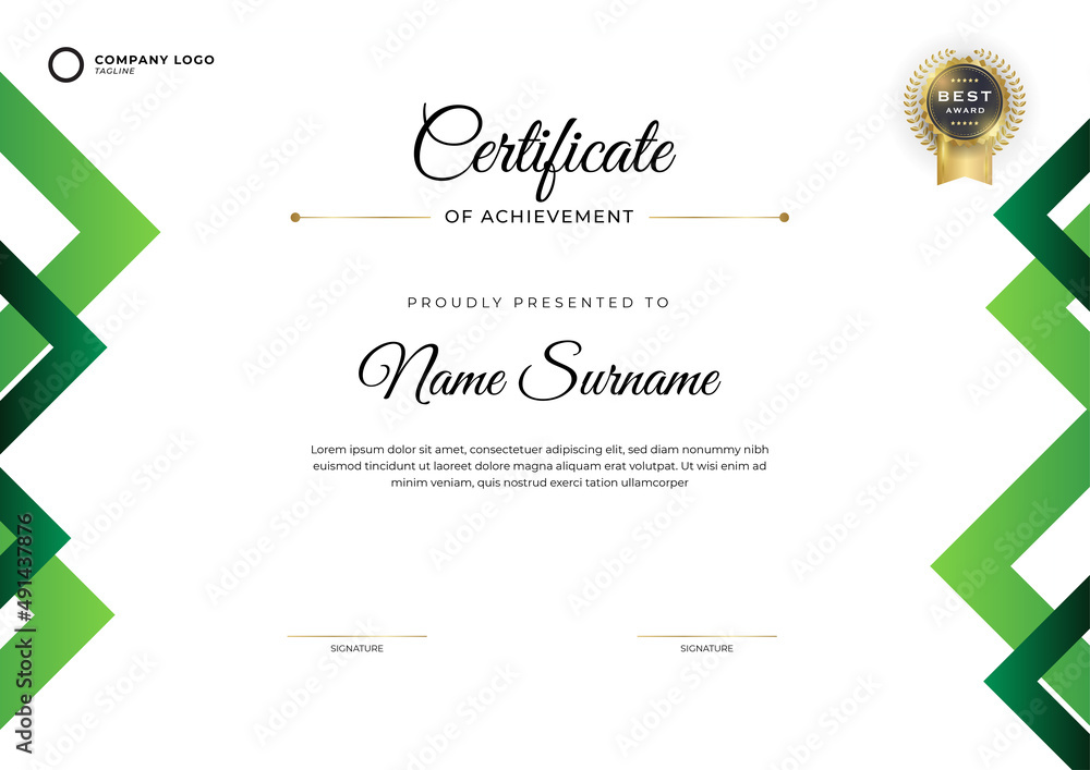 Modern green certificate template and border, for award, diploma, and ... Modern green certificate template and border, for award, diploma, and ...