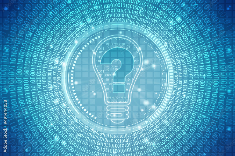 2d illustration question mark,Cyber Technology Background,Concept of ...