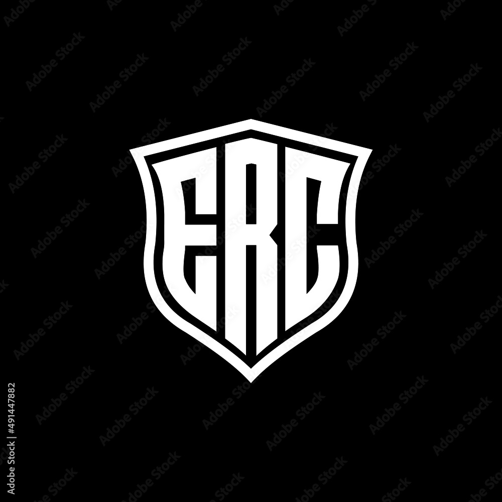 ERC letter logo design with black background in illustrator, cube logo ...