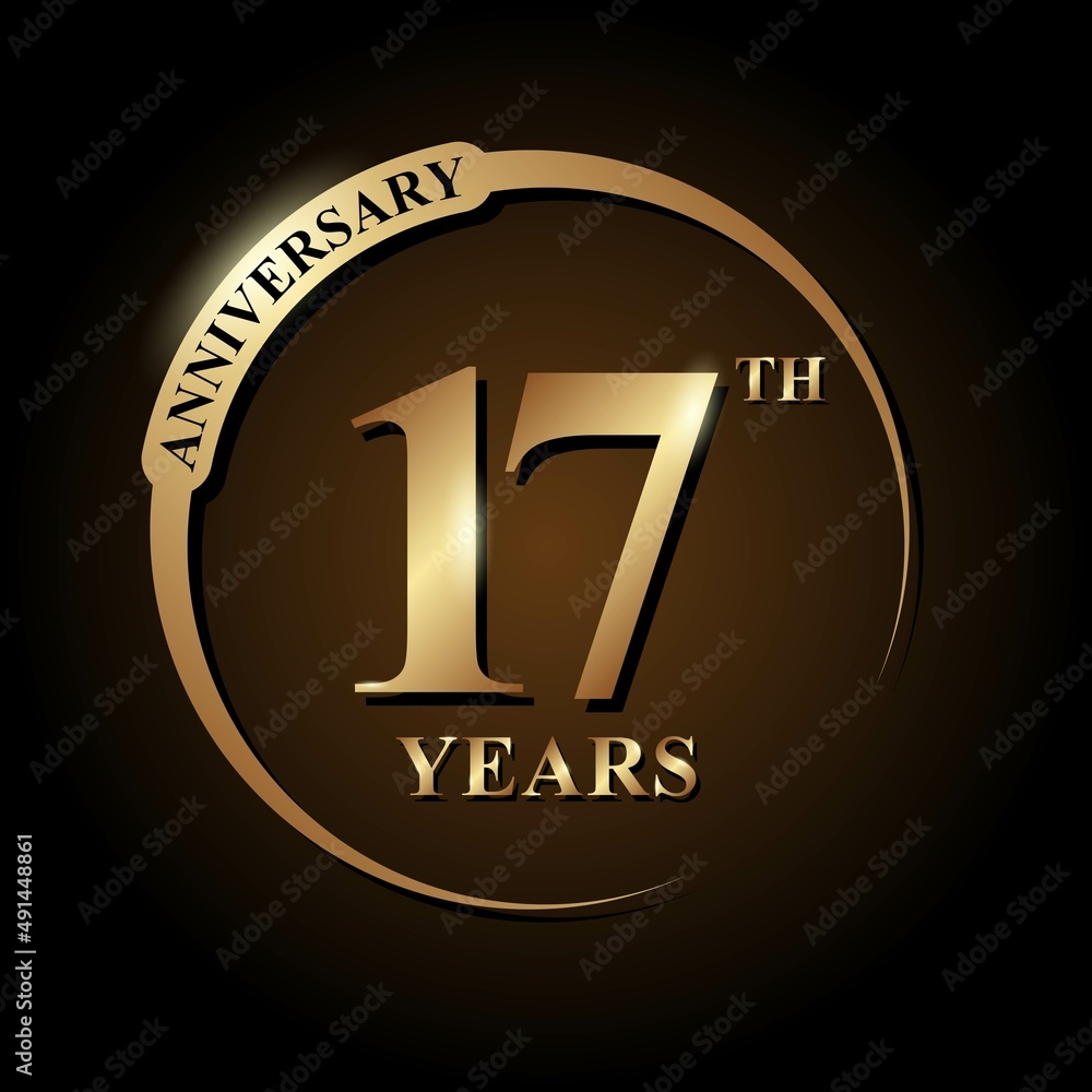 17 years anniversary celebration. Anniversary logo with ring and ...