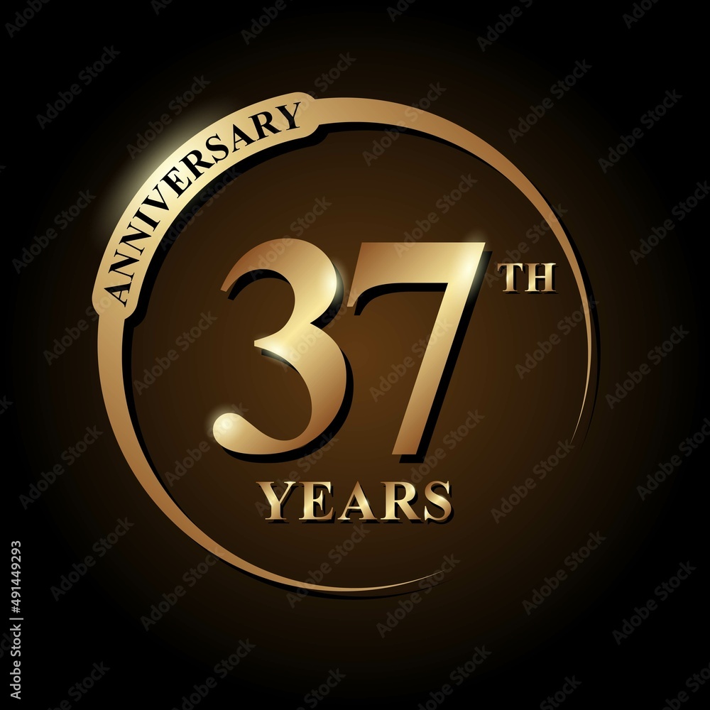 37 years anniversary celebration. Anniversary logo with ring and ...