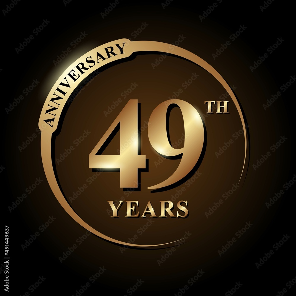 49 years anniversary celebration. Anniversary logo with ring and elegance golden color isolated ...