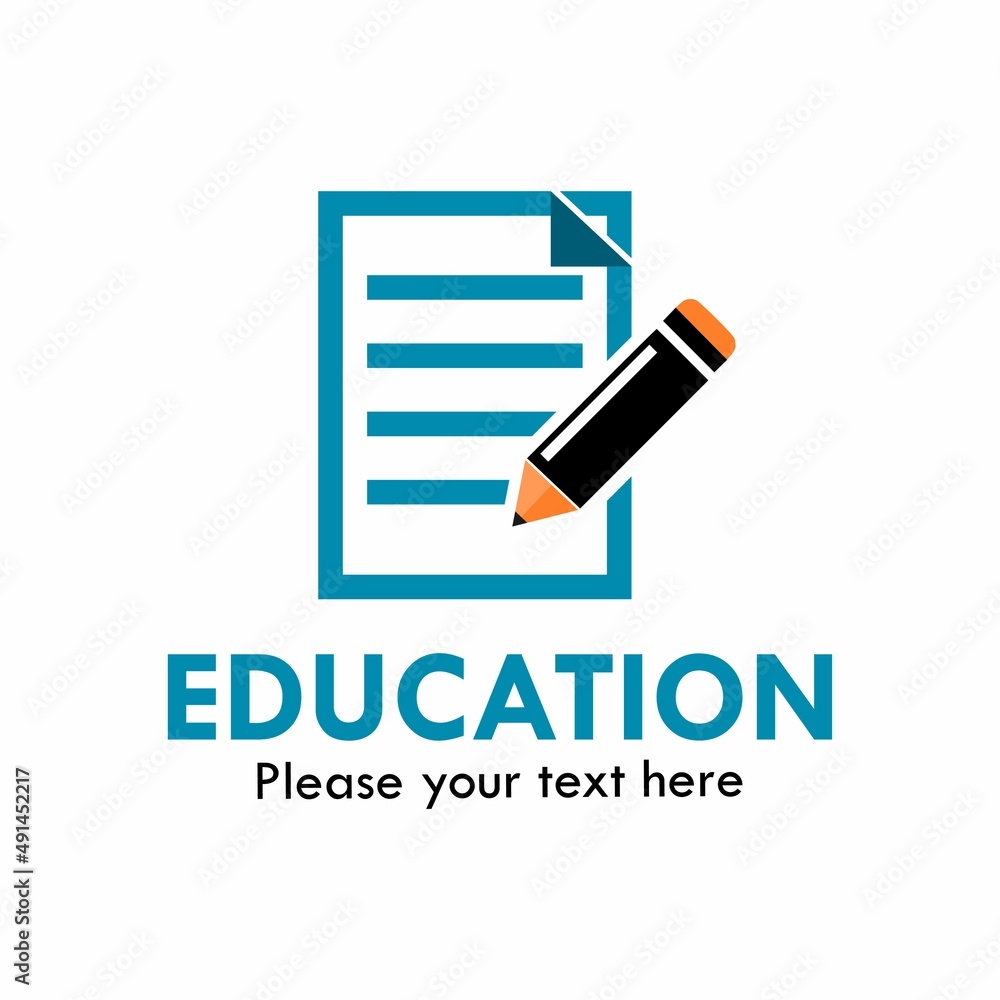 Doc with pencil logo template illustration Stock Vector | Adobe Stock