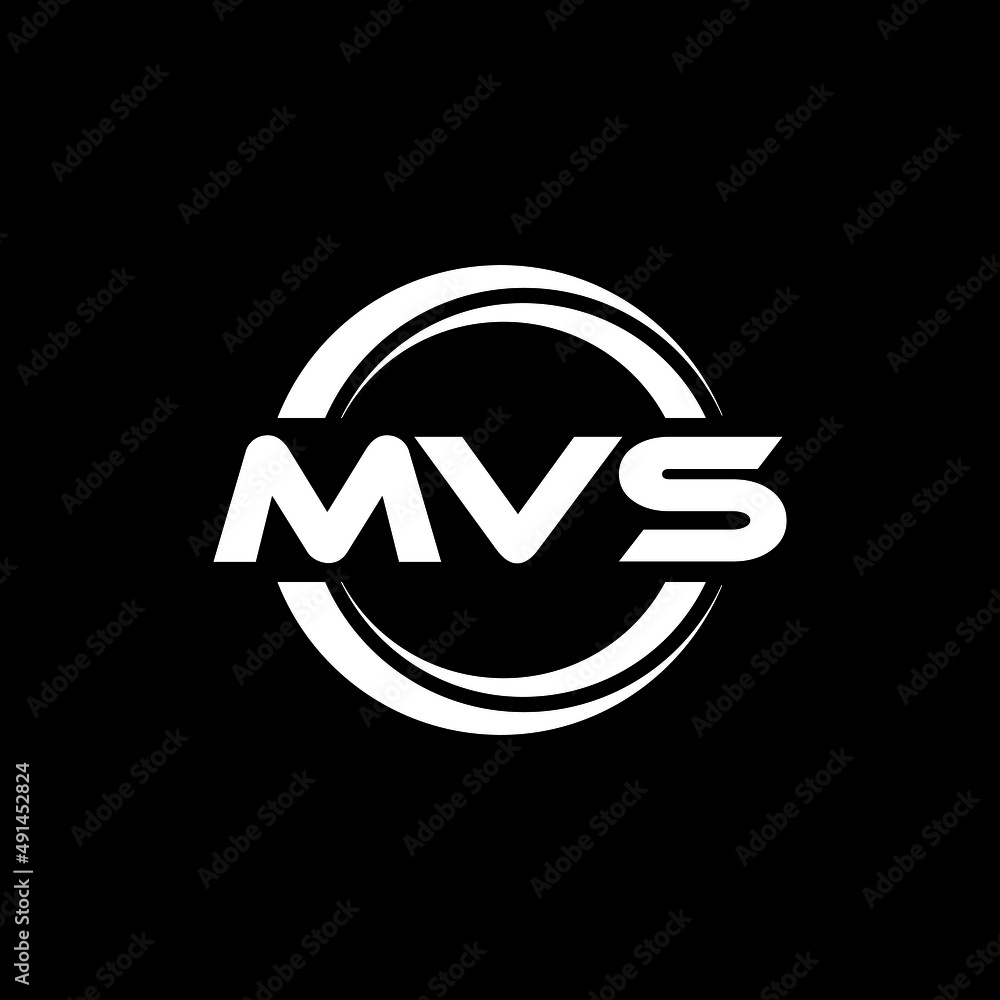 Vetor de MVS letter logo design with black background in illustrator ...
