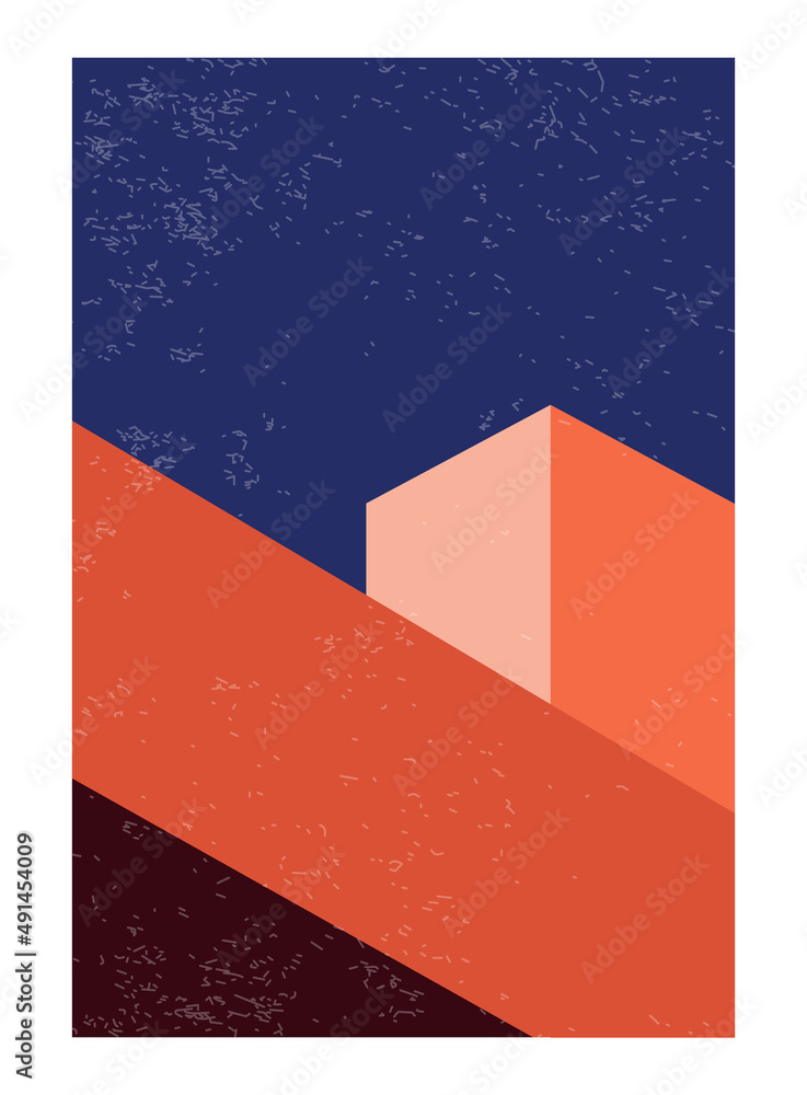 Contemporary aesthetic geometry architecture poster in mid century ...