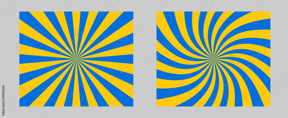 Solar explosion Effect. Vector Sunburst wallpaper. Blue, yellow color ...