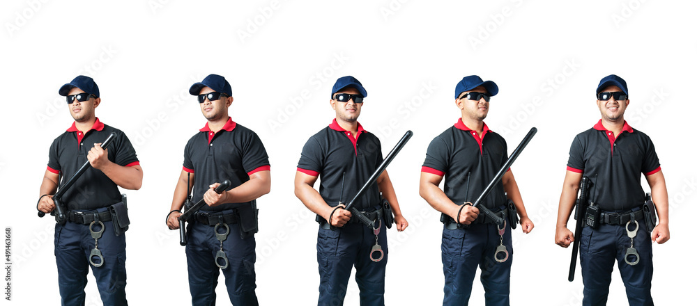 Set of a cutout of a male security guard on a white background. Stock ...