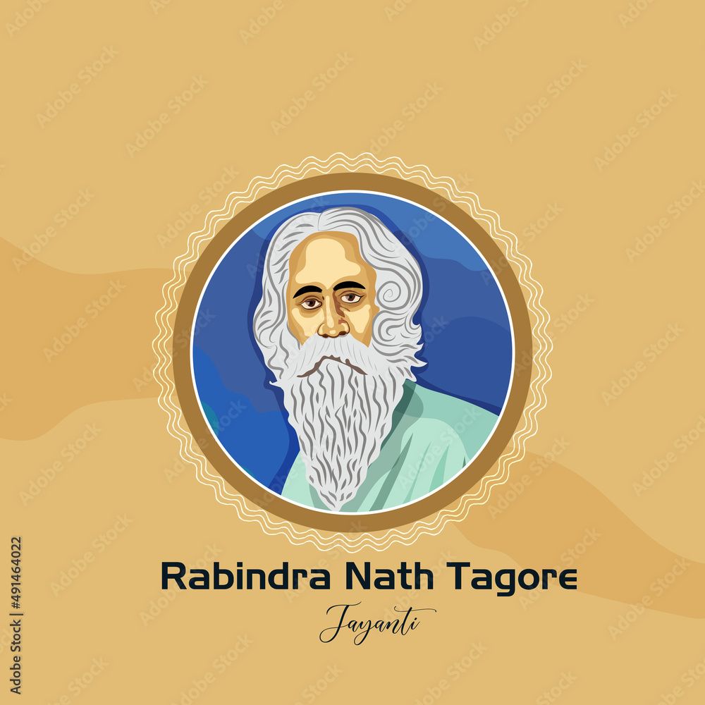 Rabindranath Tagore Jayanti Greeting Card Design Stock Vector | Adobe Stock