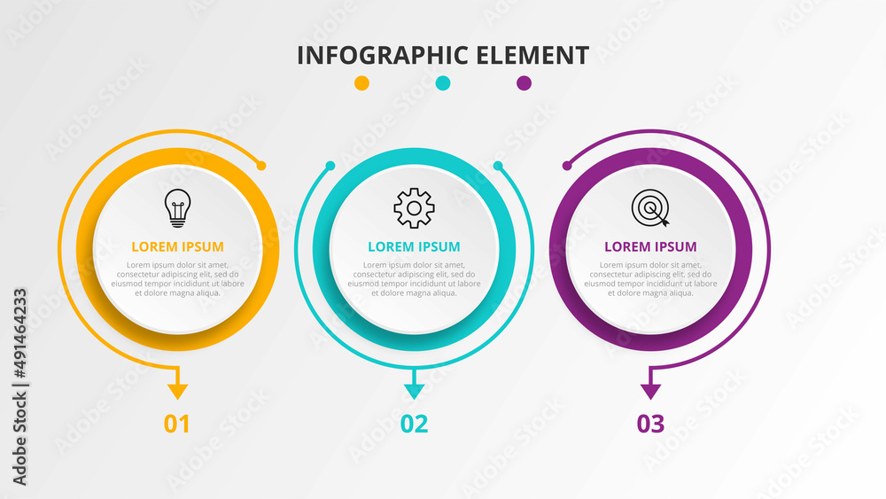 Business infographic 3 step element template Stock Vector | Adobe Stock
