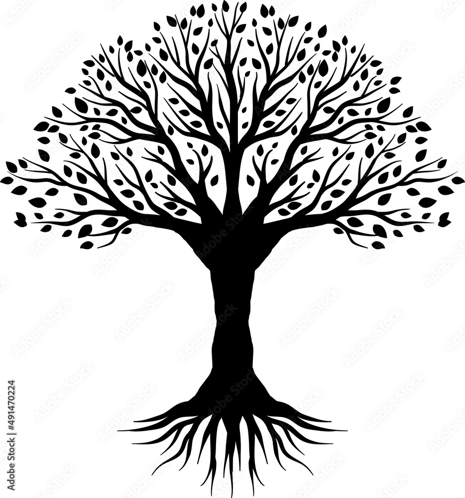 Tree With Leaves Silhouettes Tree With Leaves SVG EPS PNG Stock Vector ...