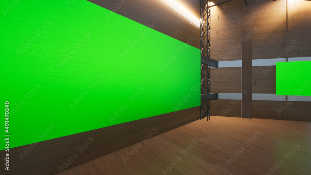 virtual studio set with green screen shot 3d illustration Stock ...