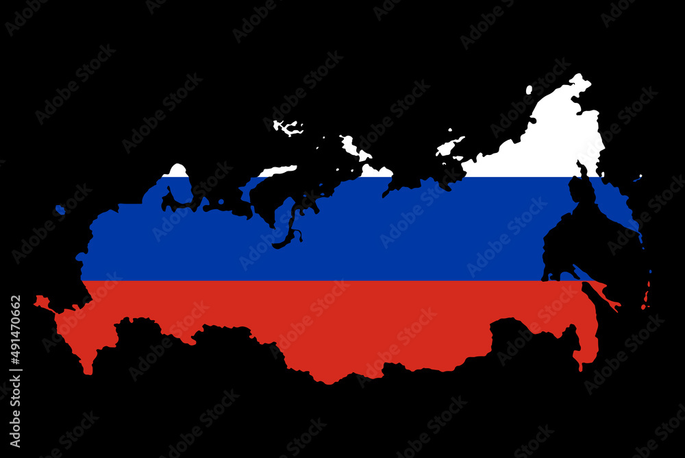 Russia flag on map isolated on png or transparent background,Symbol of ...