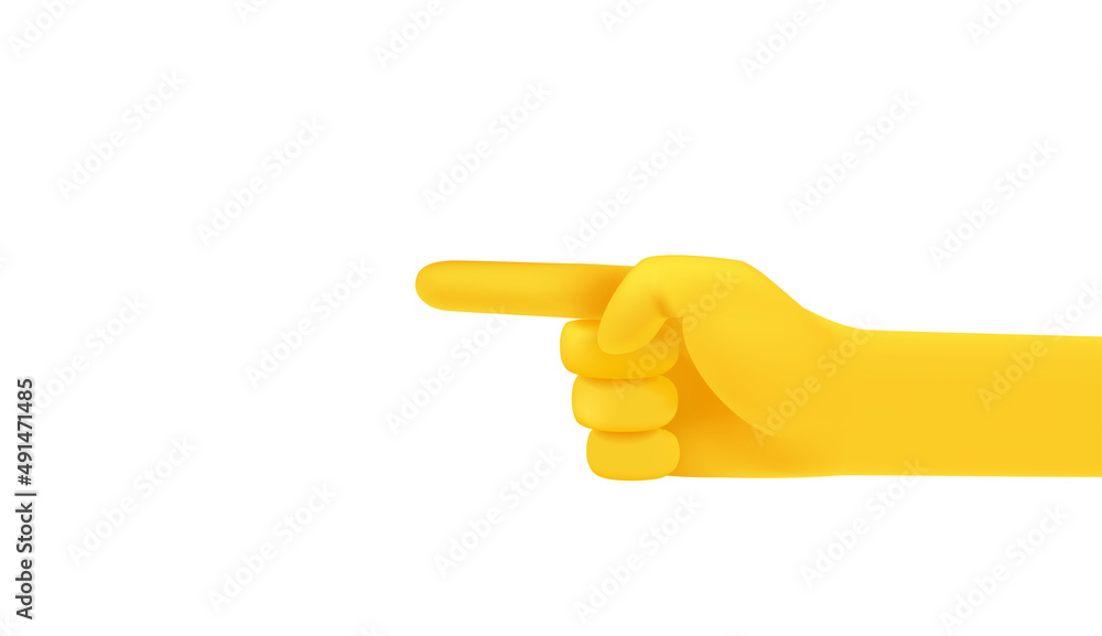 Cute cartoon human hand pointer. 3d vector banner with copy space Stock ...