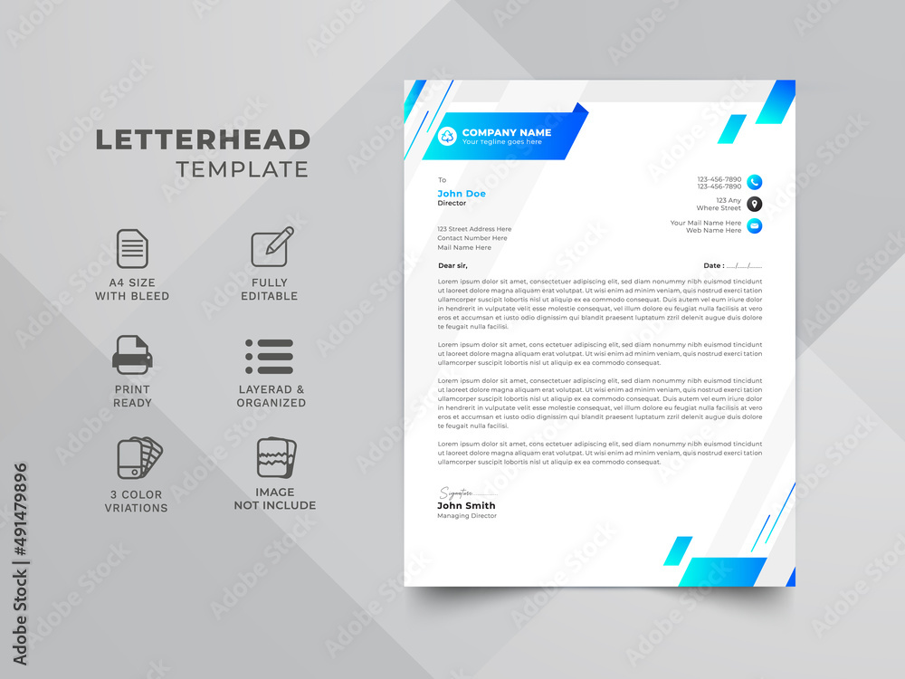 Corporate business letterhead, elegant and minimalist style letterhead ...